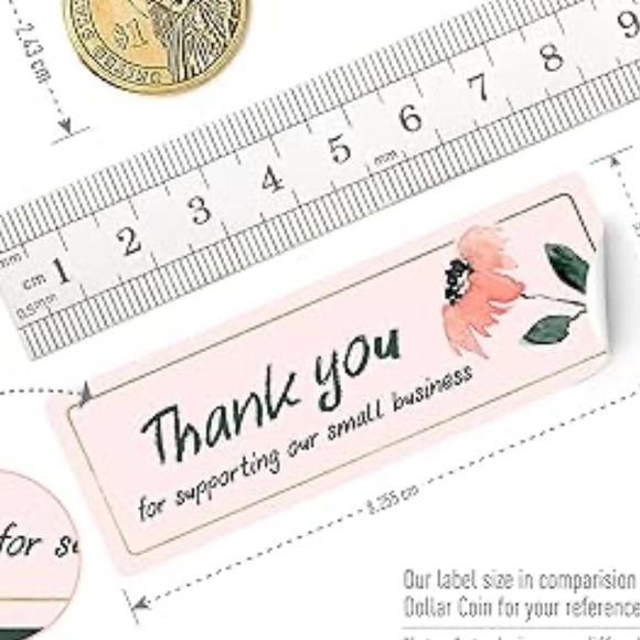 Shipping | Office | New 6 Piece Rectangle Floral Thank You Stickers X4 ...